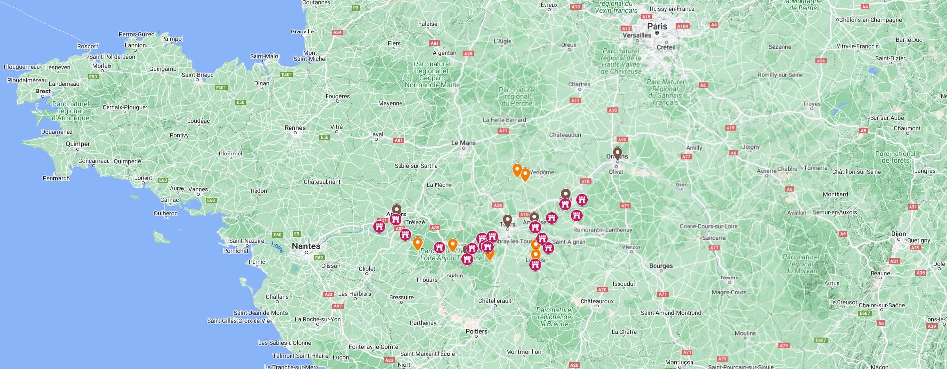 Loire Valley Map - Interactive or Static